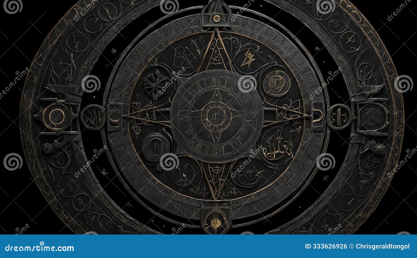 Top View of an Ancient Alchemy Magic Circle with Grey Ai Generated ...