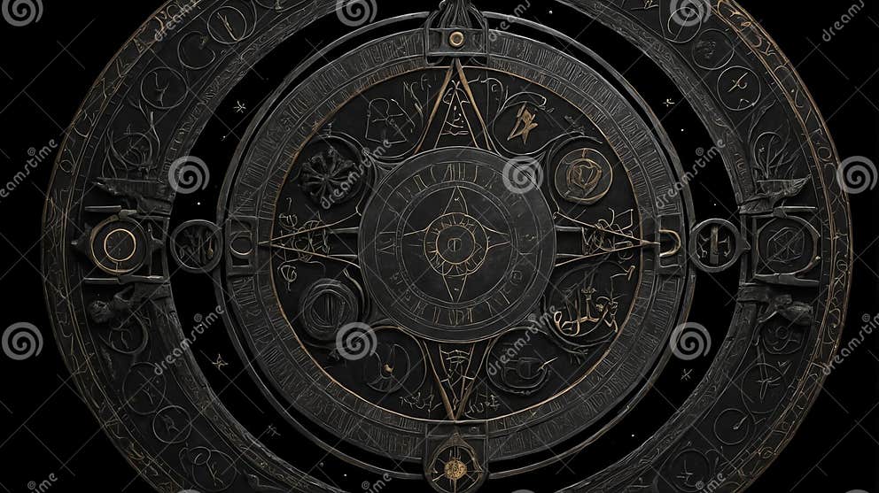 Top View of an Ancient Alchemy Magic Circle with Grey Ai Generated ...