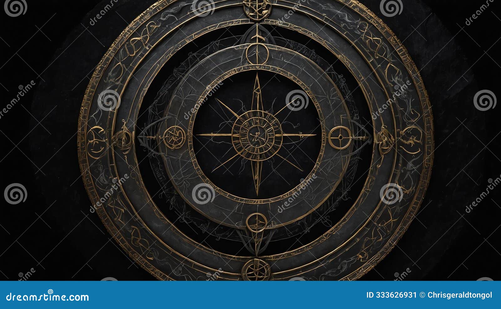 Top View of an Ancient Alchemy Magic Circle with Grey Ai Generated ...