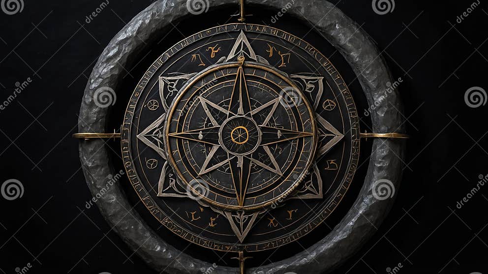 Top View of an Ancient Alchemy Magic Circle with Grey Ai Generated ...
