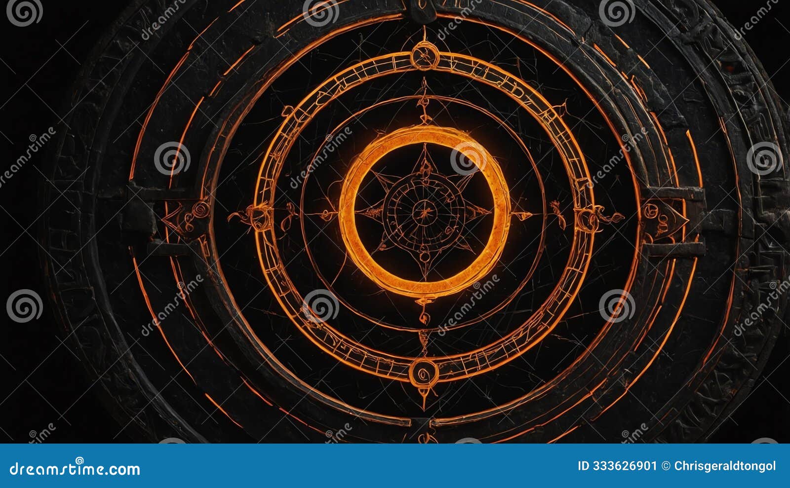 Top View of an Ancient Alchemy Magic Circle with Orang Ai Generated ...