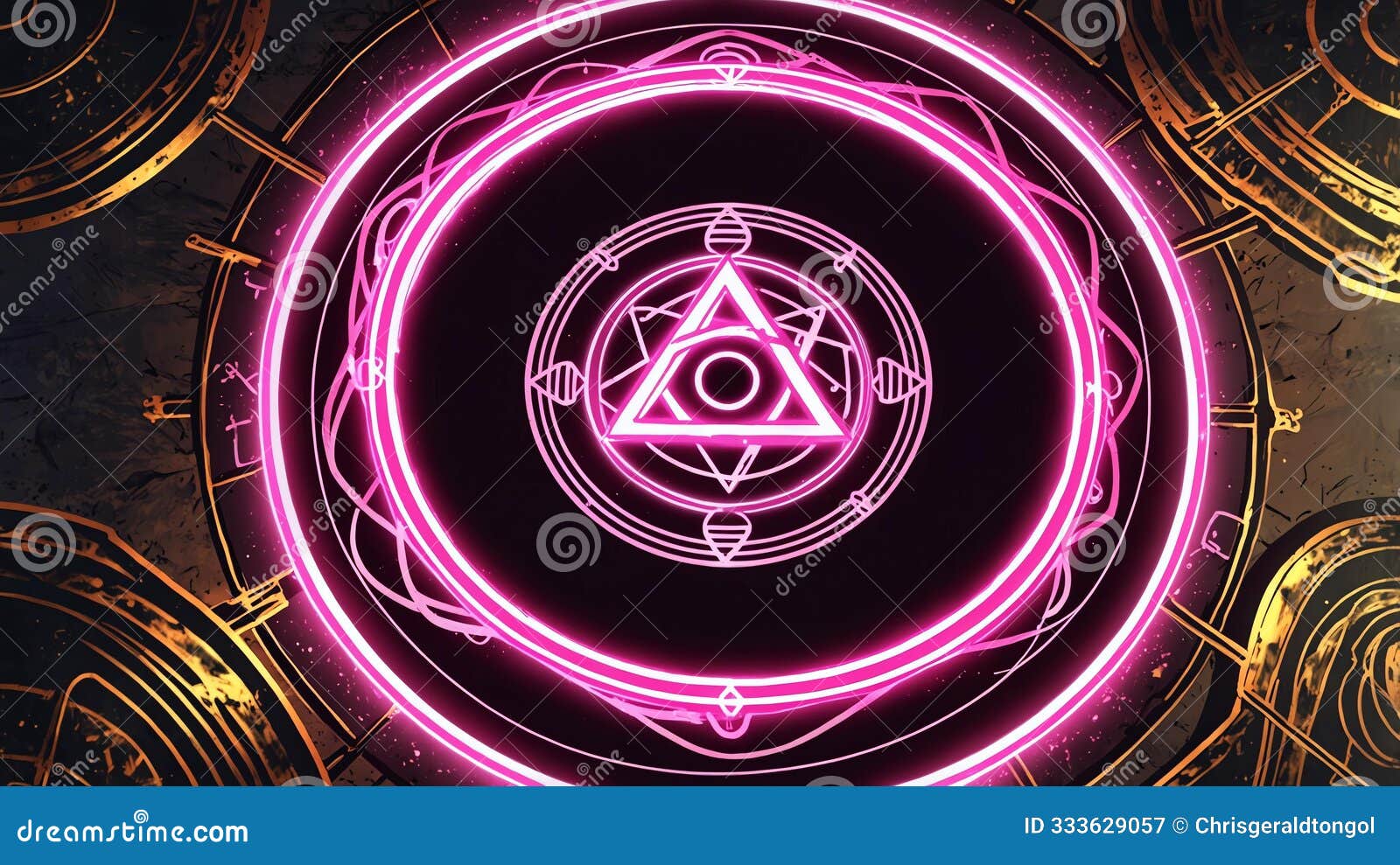 Top View of an Ancient Alchemy Magic Circle with Pink Ai Generated ...