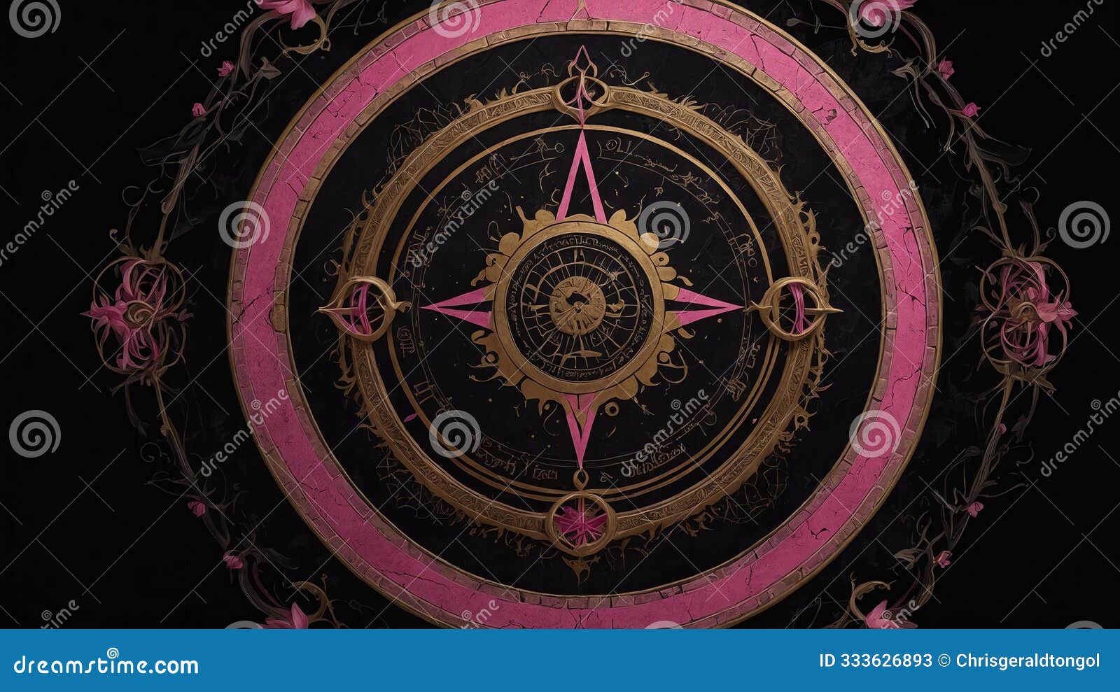 Top View of an Ancient Alchemy Magic Circle with Pink Ai Generated ...