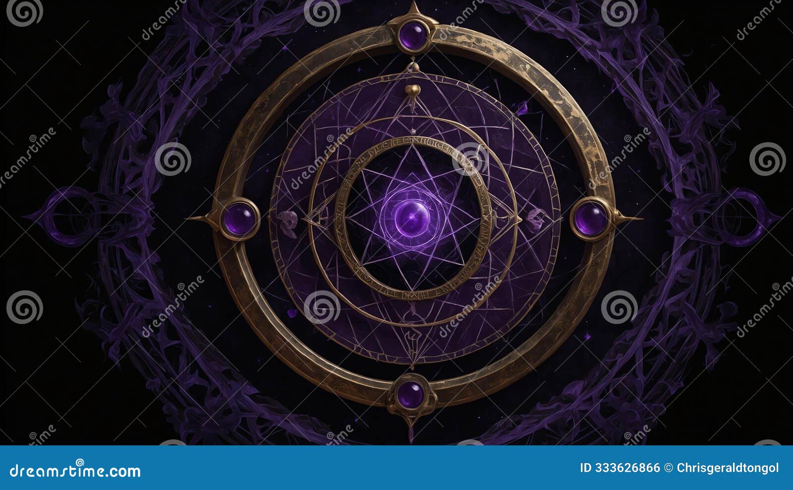 Top View Of An Ancient Alchemy Magic Circle With Purpl Ai Generated ...