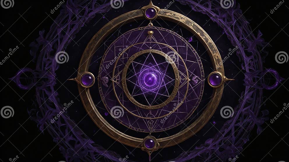 Top View of an Ancient Alchemy Magic Circle with Purpl Ai Generated ...
