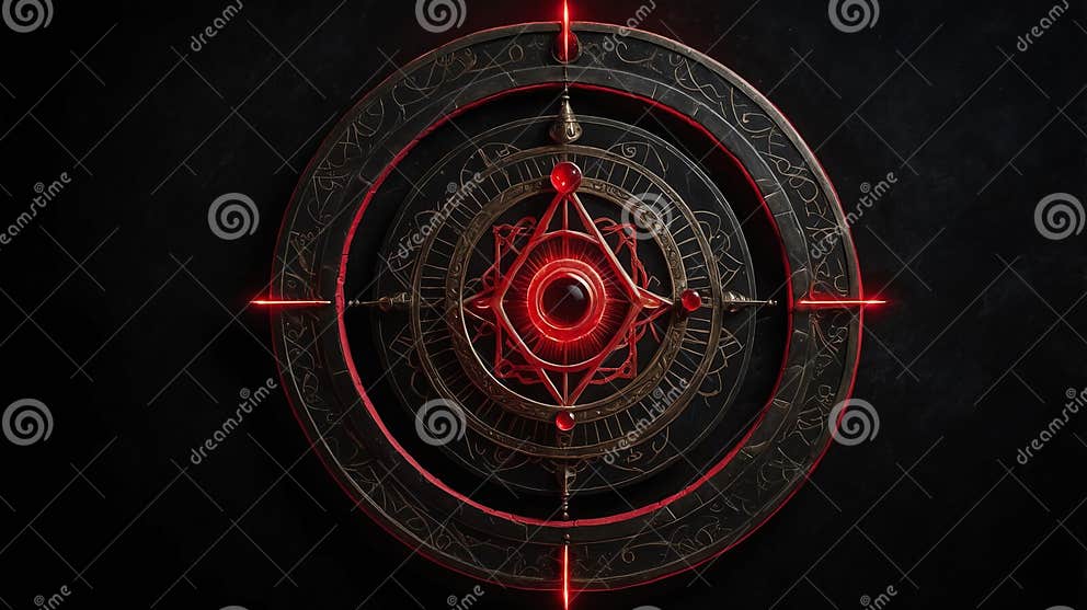 Top View of an Ancient Alchemy Magic Circle with Red L Ai Generated ...