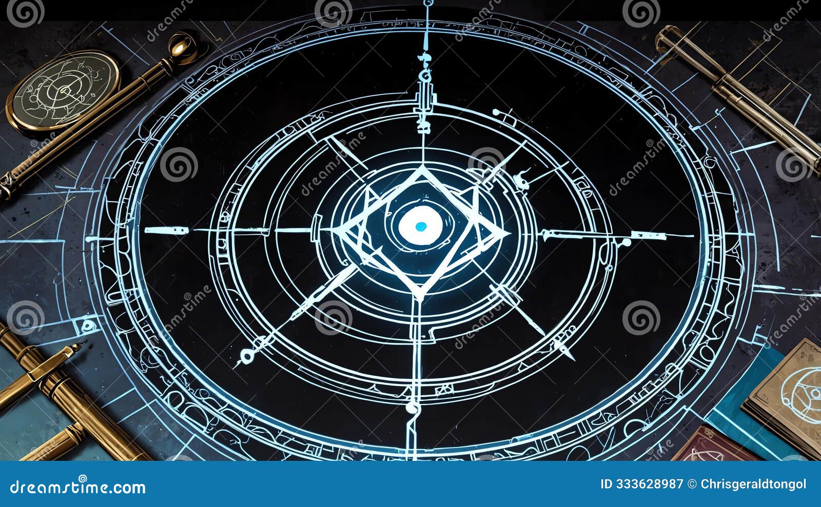 Top View of an Ancient Alchemy Magic Circle with White Ai Generated ...