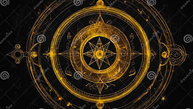 Top View of an Ancient Alchemy Magic Circle with Yello Ai Generated ...