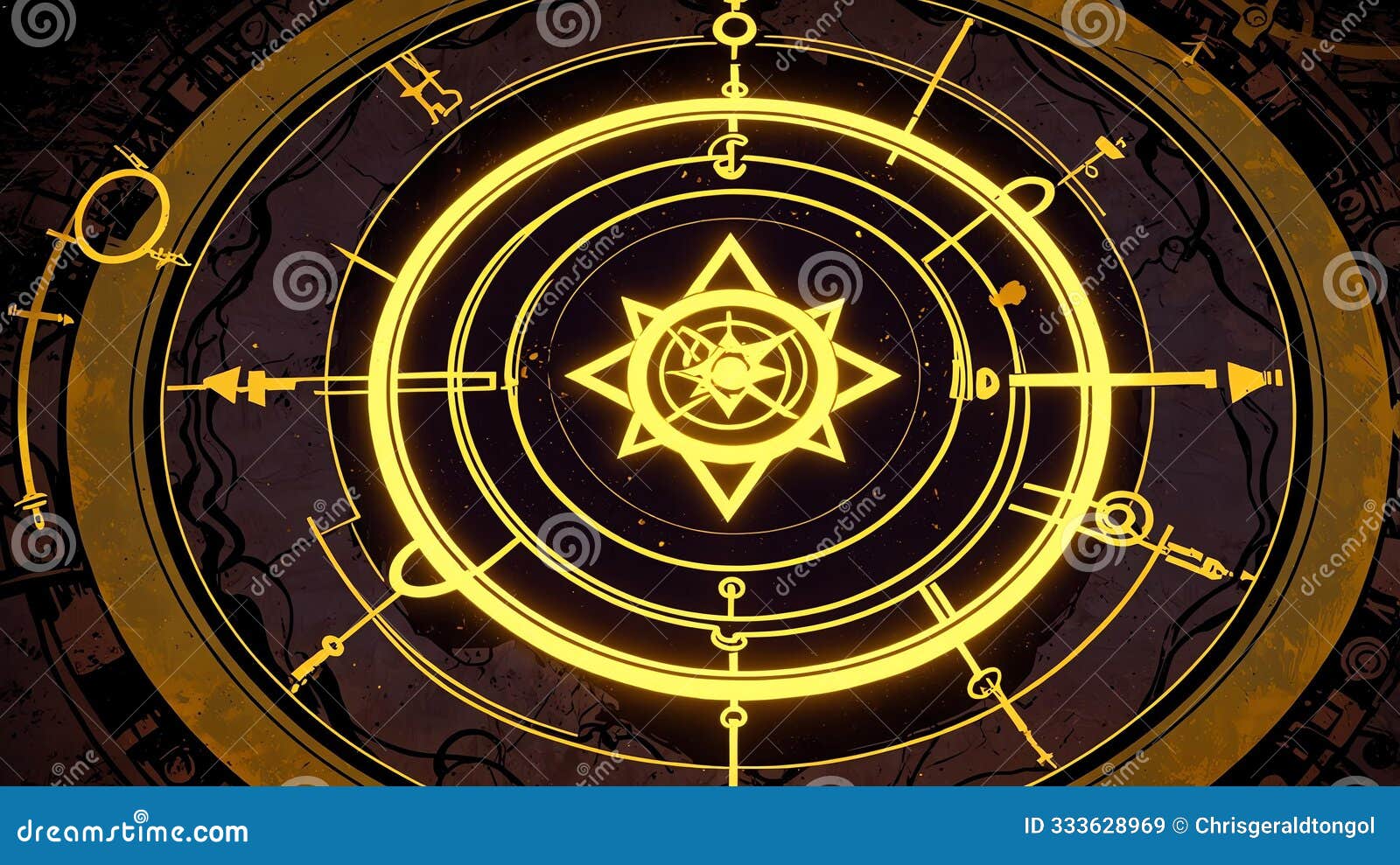 Top View of an Ancient Alchemy Magic Circle with Yello Ai Generated ...