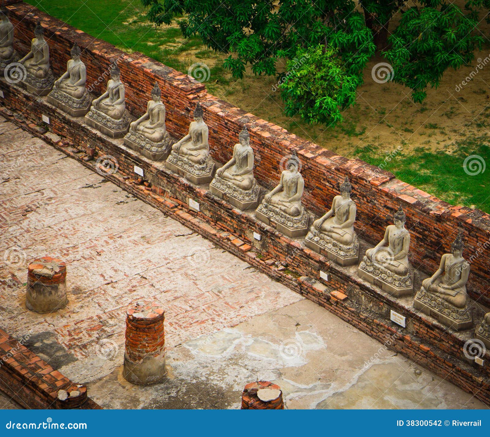 Top View of Ancient Buddha Statue in a Row Stock Photo - Image of ...