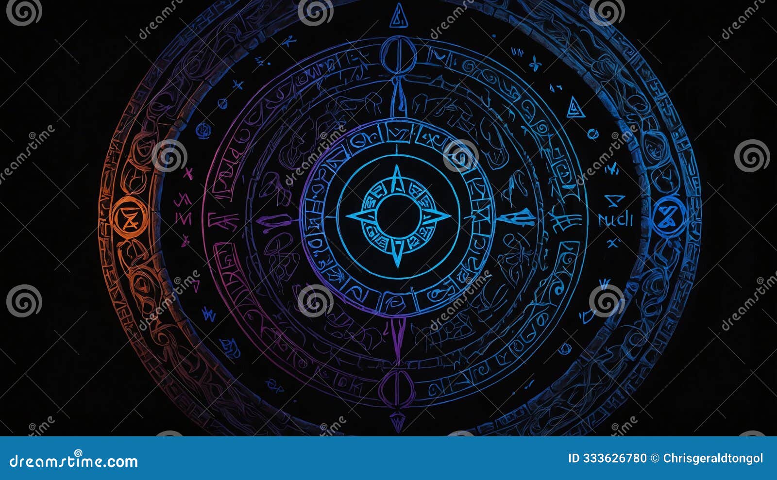 Top View of an Ancient Runic Magic Circle with Black L Ai Generated ...