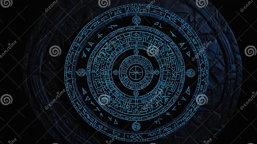 Top View of an Ancient Runic Magic Circle with Black L Ai Generated ...