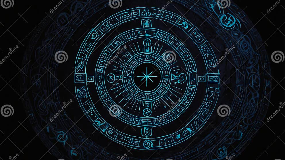 Top View of an Ancient Runic Magic Circle with Black L Ai Generated ...