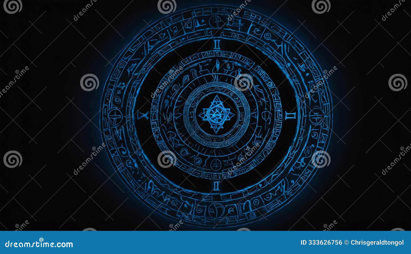 Top View of an Ancient Runic Magic Circle with Blue Li Ai Generated ...