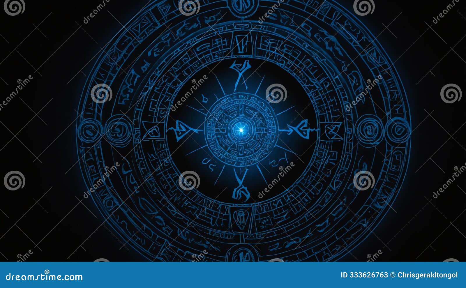 Top View of an Ancient Runic Magic Circle with Blue Li Ai Generated ...