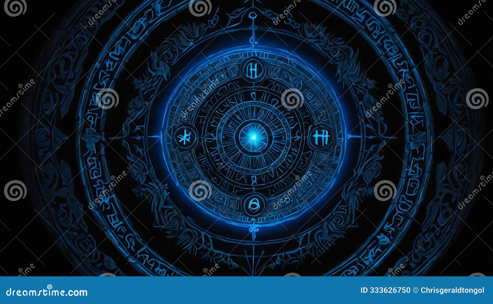 Top View of an Ancient Runic Magic Circle with Blue Li Ai Generated ...