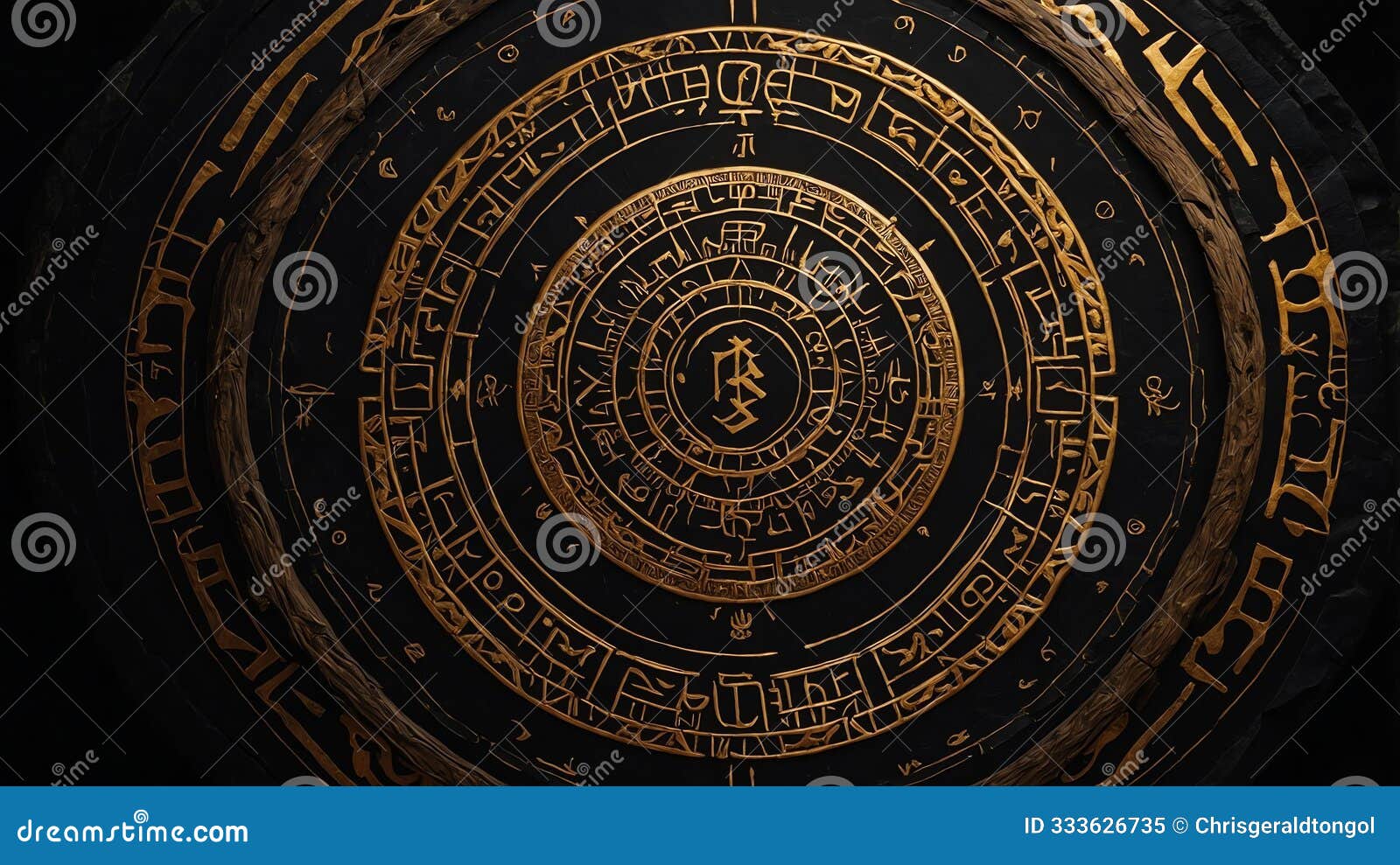 Top View of an Ancient Runic Magic Circle with Gold Li Ai Generated ...