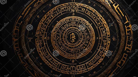 Top View of an Ancient Runic Magic Circle with Gold Li Ai Generated ...
