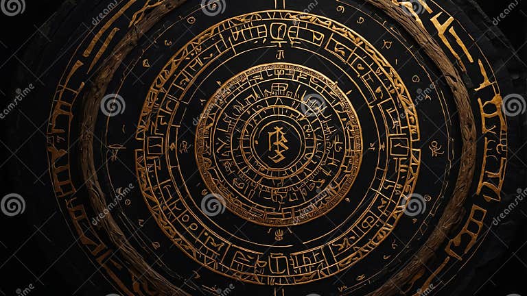 Top View of an Ancient Runic Magic Circle with Gold Li Ai Generated ...