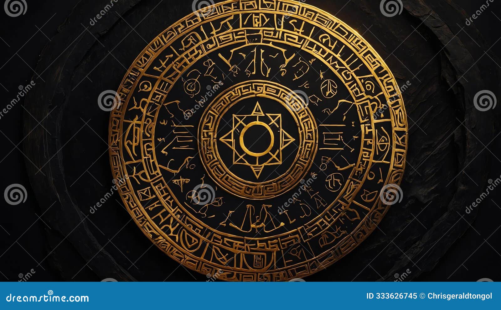 Top View of an Ancient Runic Magic Circle with Gold Li Ai Generated ...