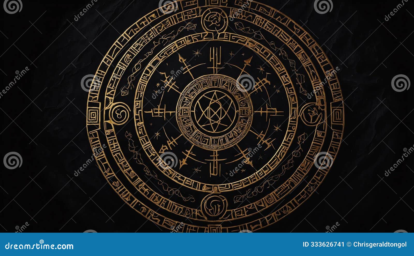 Top View of an Ancient Runic Magic Circle with Gold Li Ai Generated ...