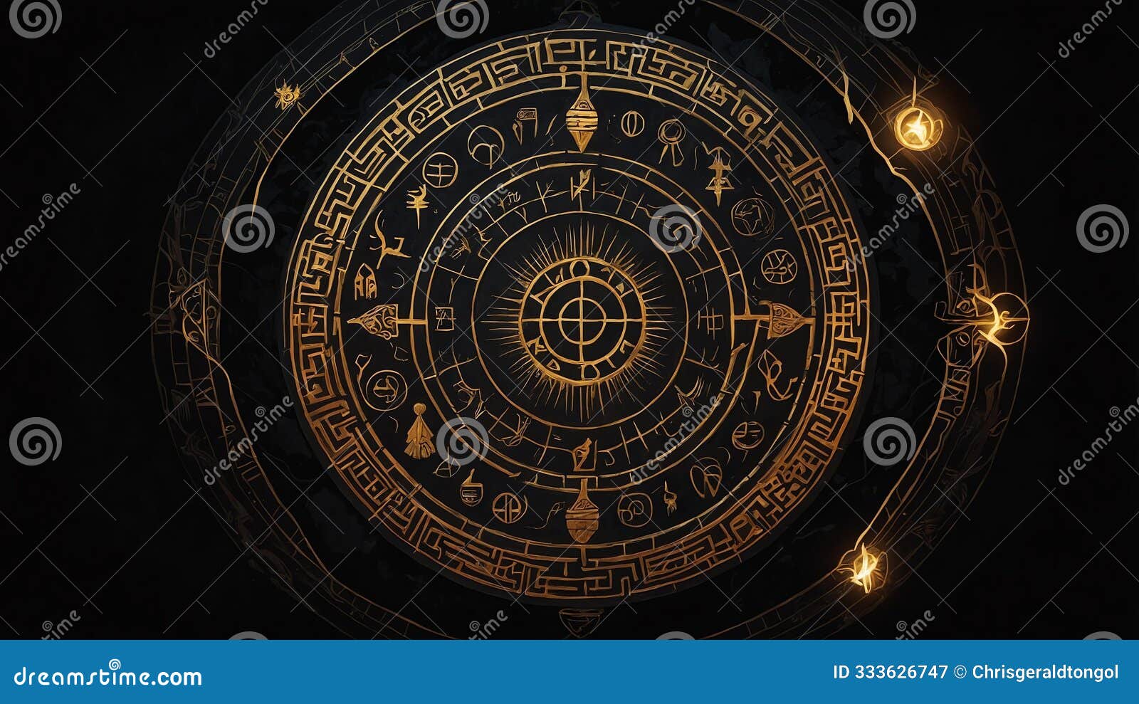 Top View of an Ancient Runic Magic Circle with Gold Li Ai Generated ...