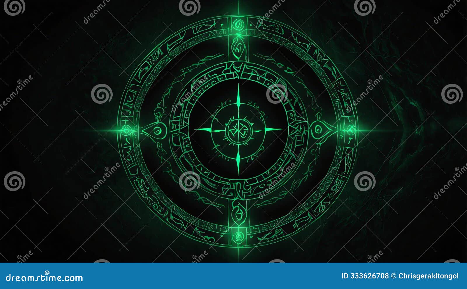 Top View of an Ancient Runic Magic Circle with Green L Ai Generated ...