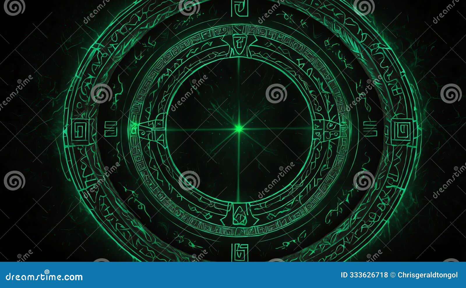 Top View of an Ancient Runic Magic Circle with Green L Ai Generated ...