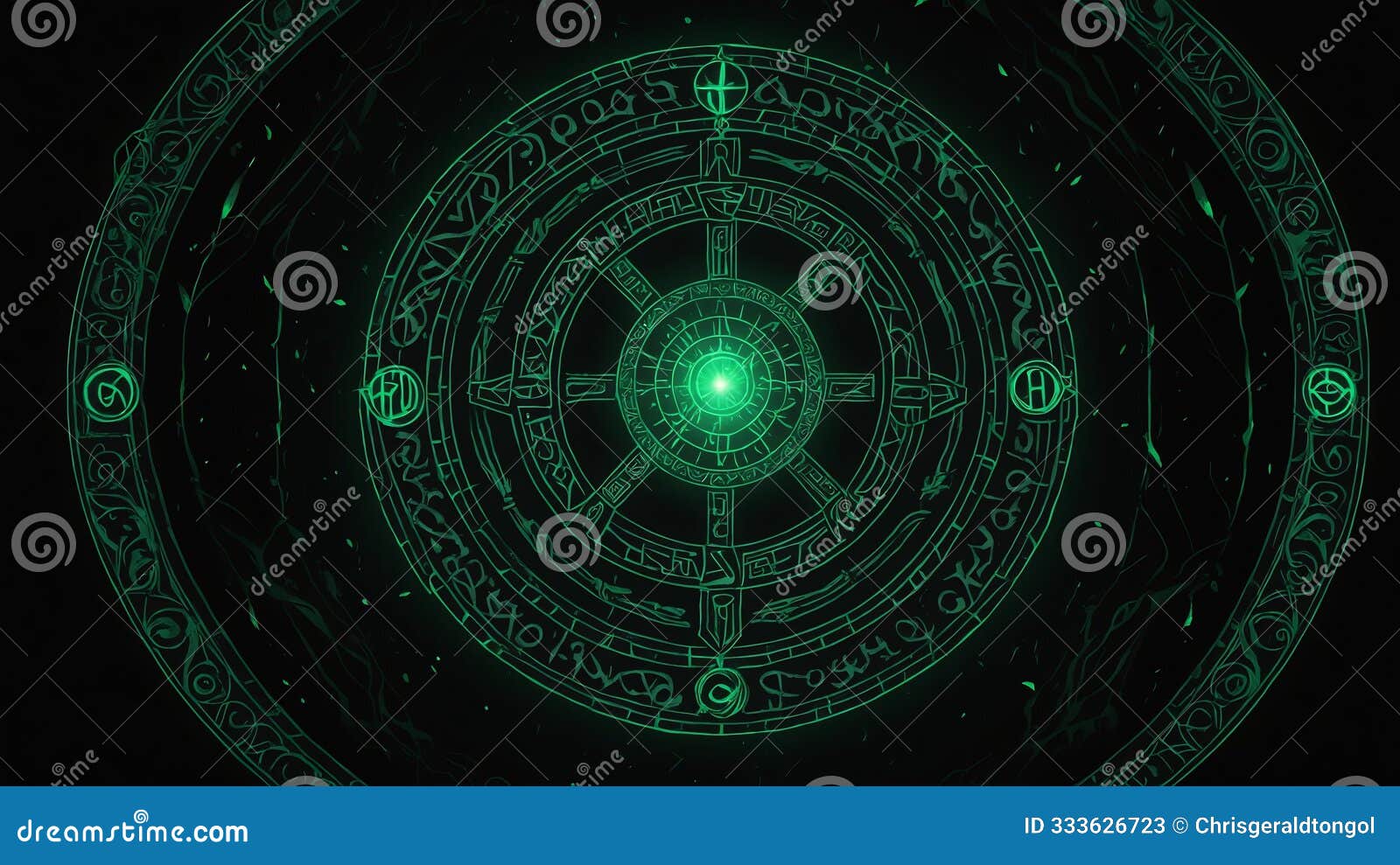 Top View of an Ancient Runic Magic Circle with Green L Ai Generated ...