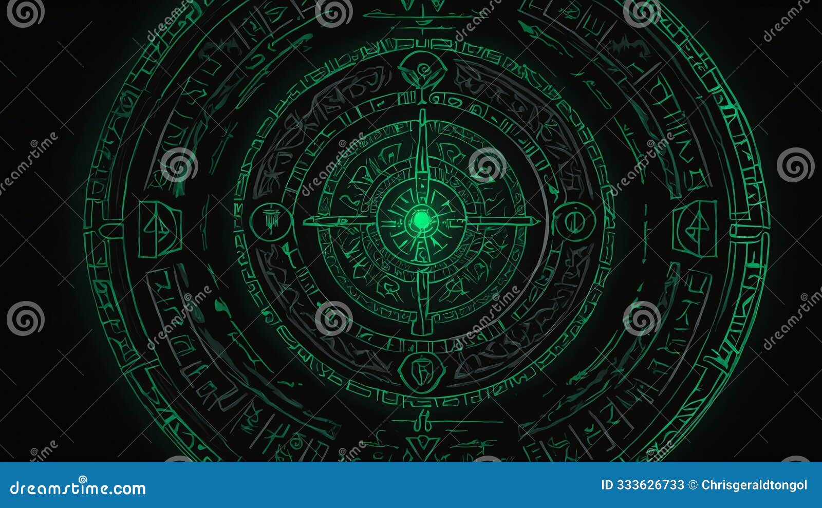 Top View of an Ancient Runic Magic Circle with Green L Ai Generated ...