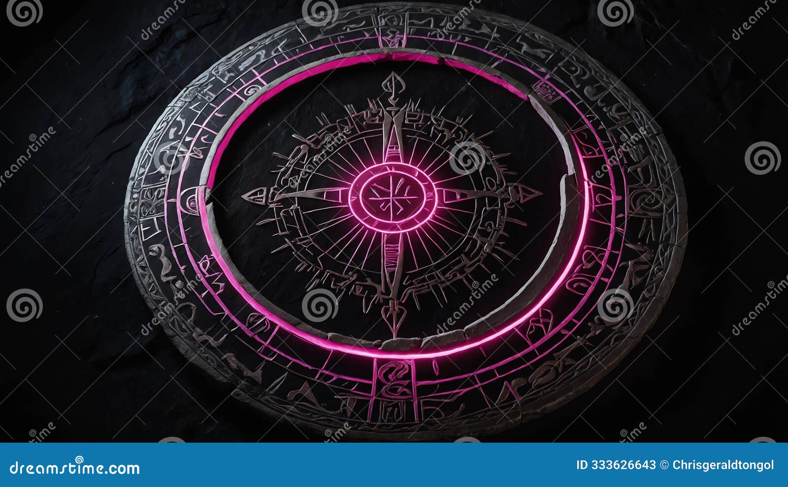 Top View of an Ancient Runic Magic Circle with Pink Li Ai Generated ...