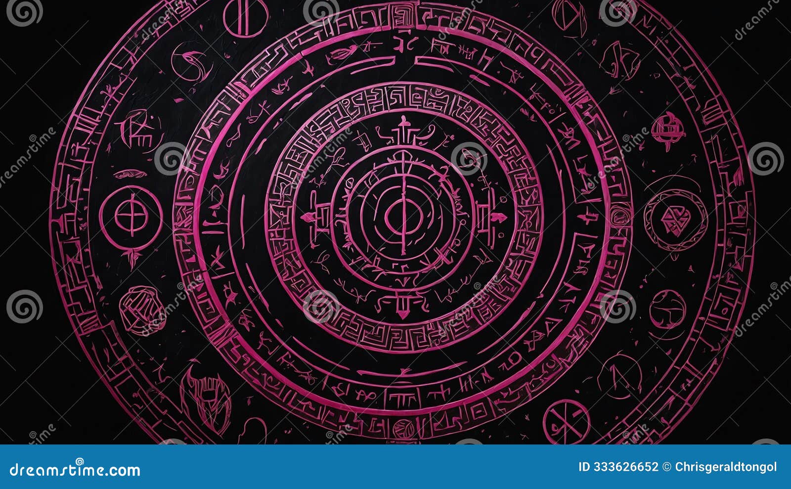 Top View of an Ancient Runic Magic Circle with Pink Li Ai Generated ...