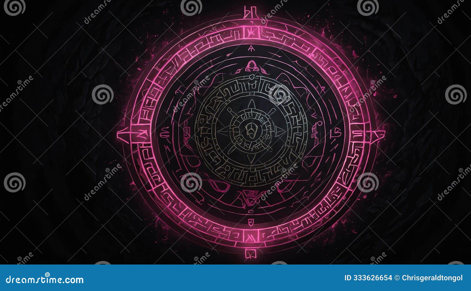 Top View of an Ancient Runic Magic Circle with Pink Li Ai Generated ...