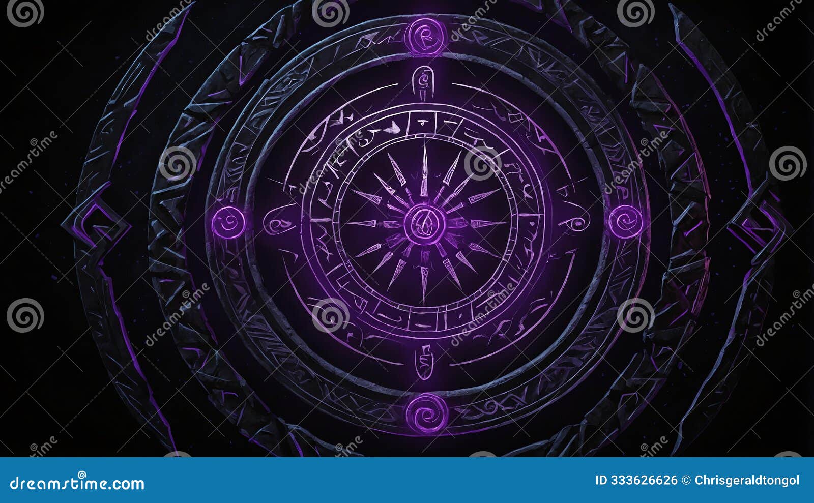Top View of an Ancient Runic Magic Circle with Purple Ai Generated ...