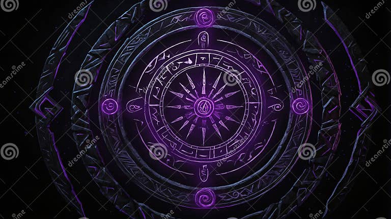 Top View of an Ancient Runic Magic Circle with Purple Ai Generated ...