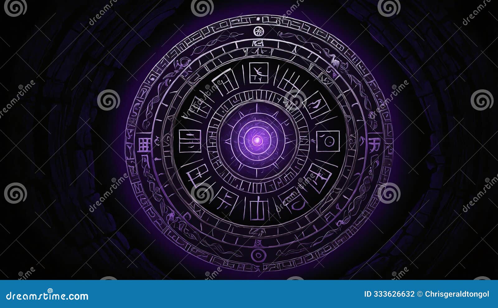 Top View of an Ancient Runic Magic Circle with Purple Ai Generated ...