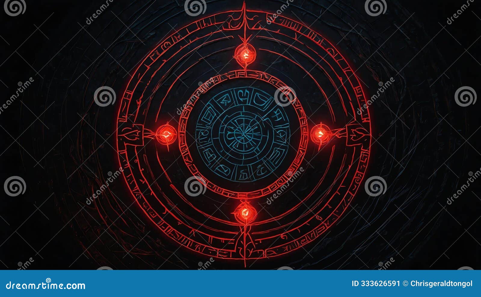 Top View of an Ancient Runic Magic Circle with Red Lig Ai Generated ...