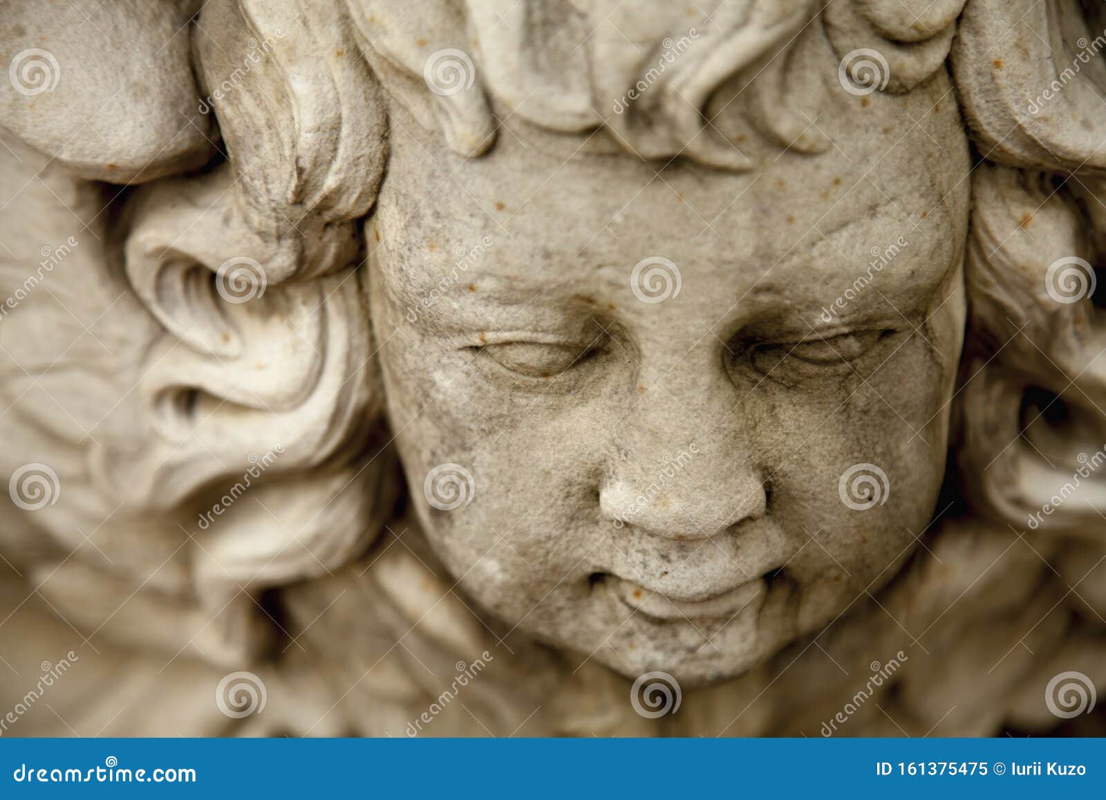Top View of Ancient Statue of Angel with Wings. Selective Focus Stock ...
