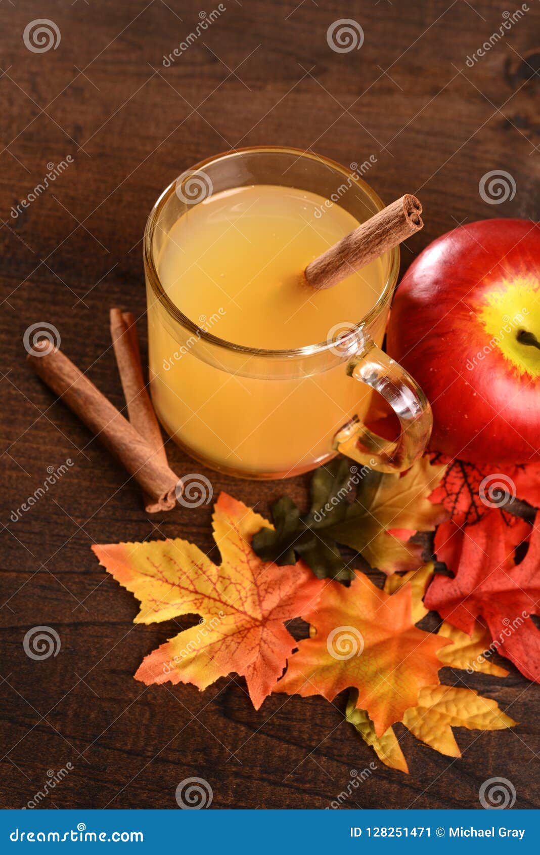 Top View Apple Cider with Cinnamon Stick Stock Image - Image of autumn ...