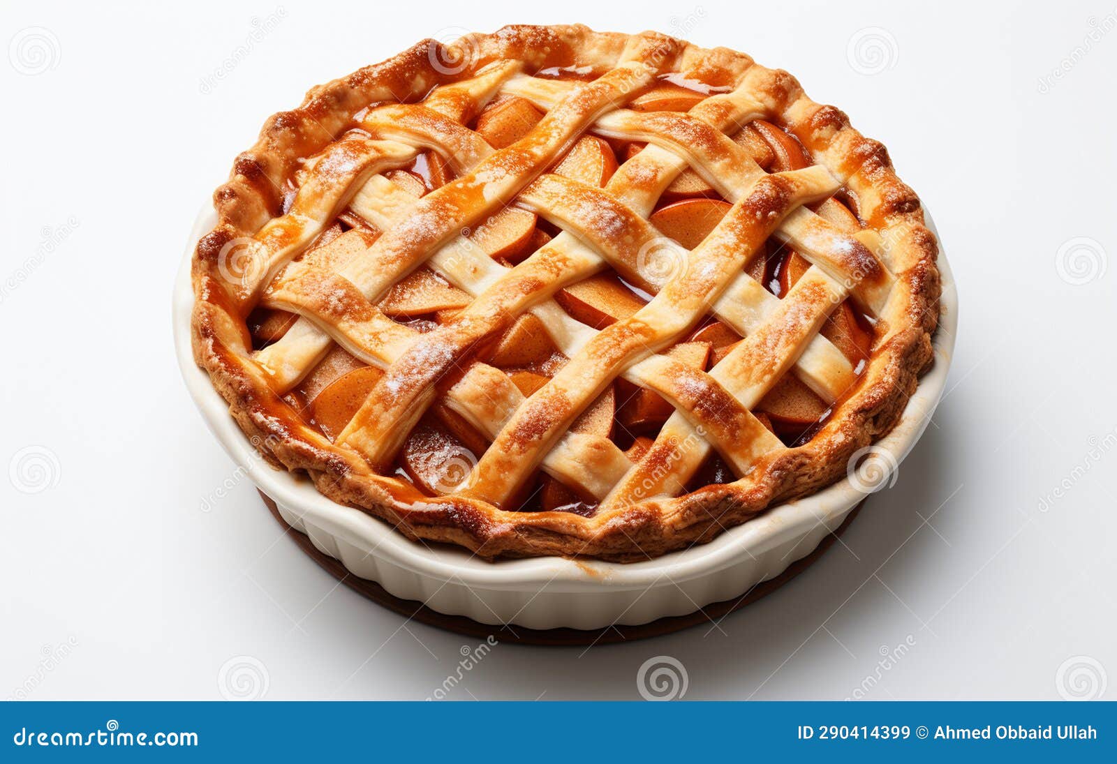 Top View of Apple Pie on a White Background. Generative by Ai Stock ...