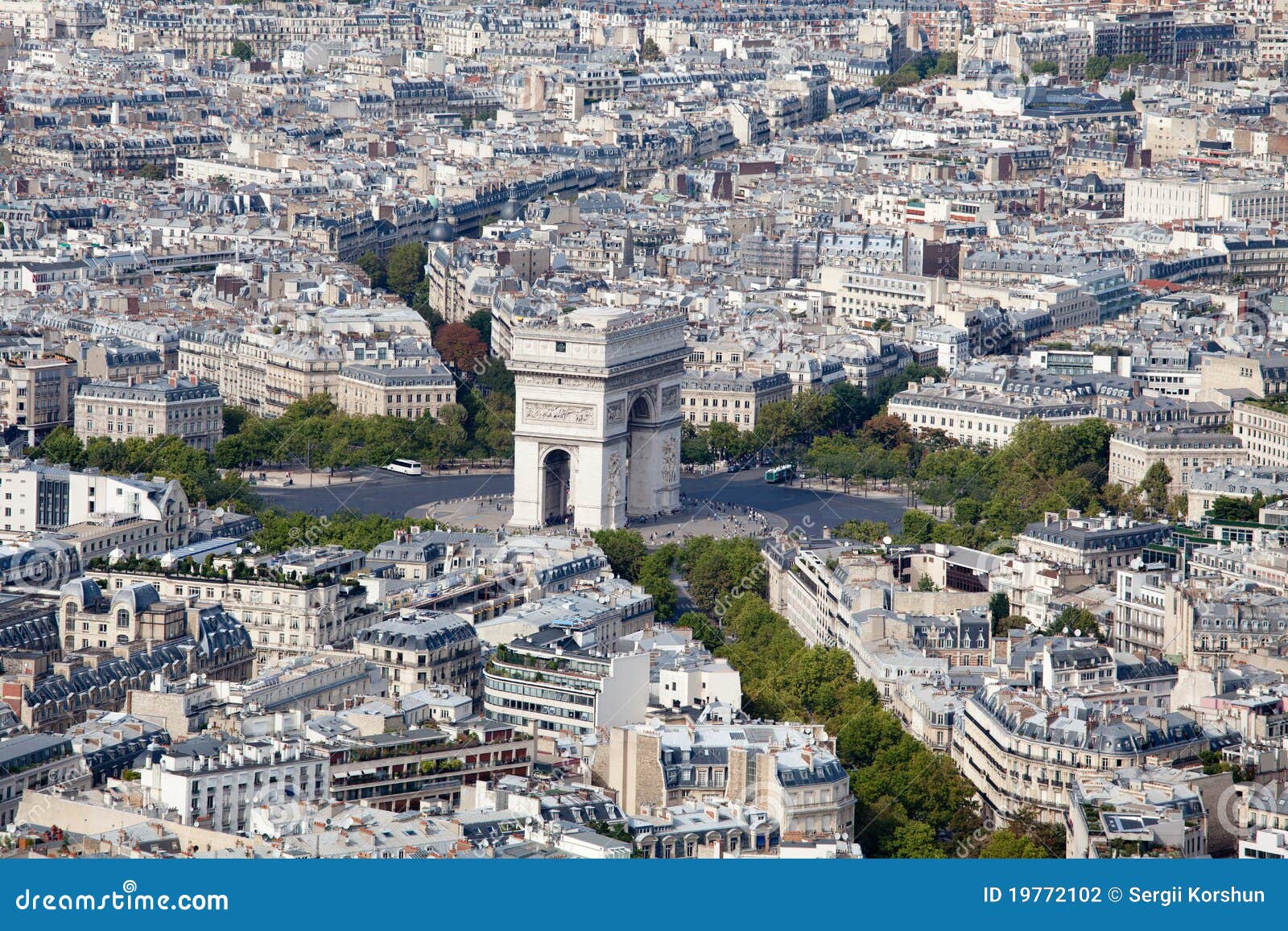 Top View Arch of Triumph and Etoile Square Paris Stock Photo - Image of ...