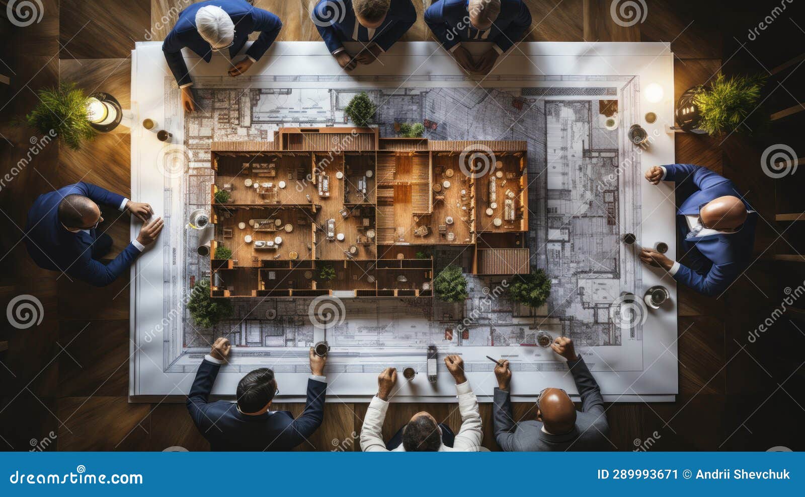 Top View of Architects Working on Architectural Project in Office ...