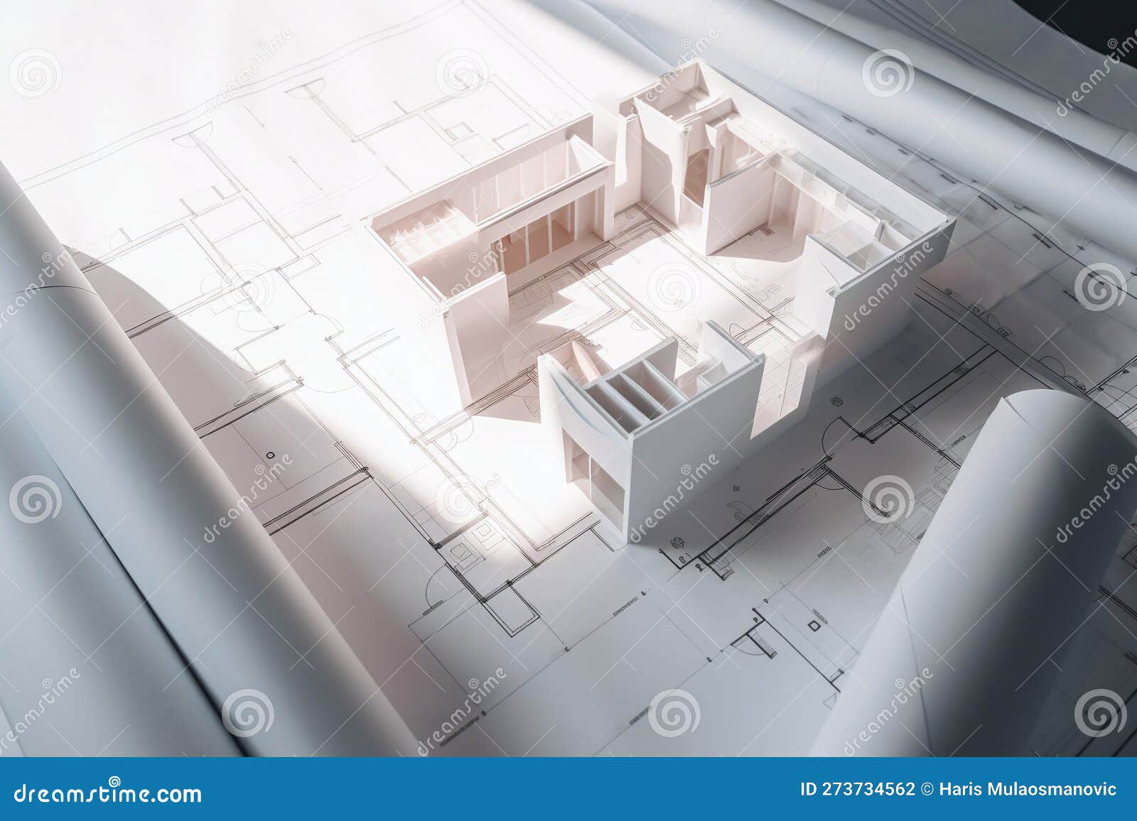 Top View Architecture Plan Blueprint in Modern Office - Ai Generated ...