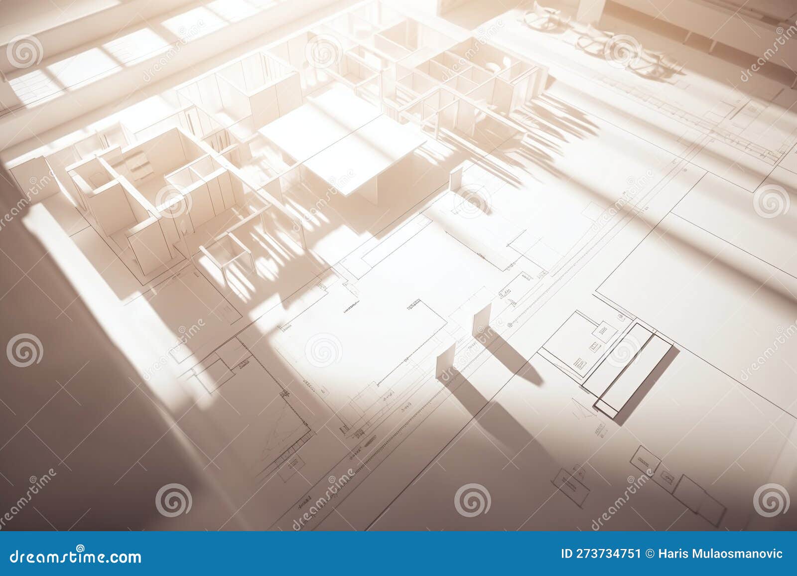 Top View Architecture Plan Blueprint in Modern Office - Ai Generated ...