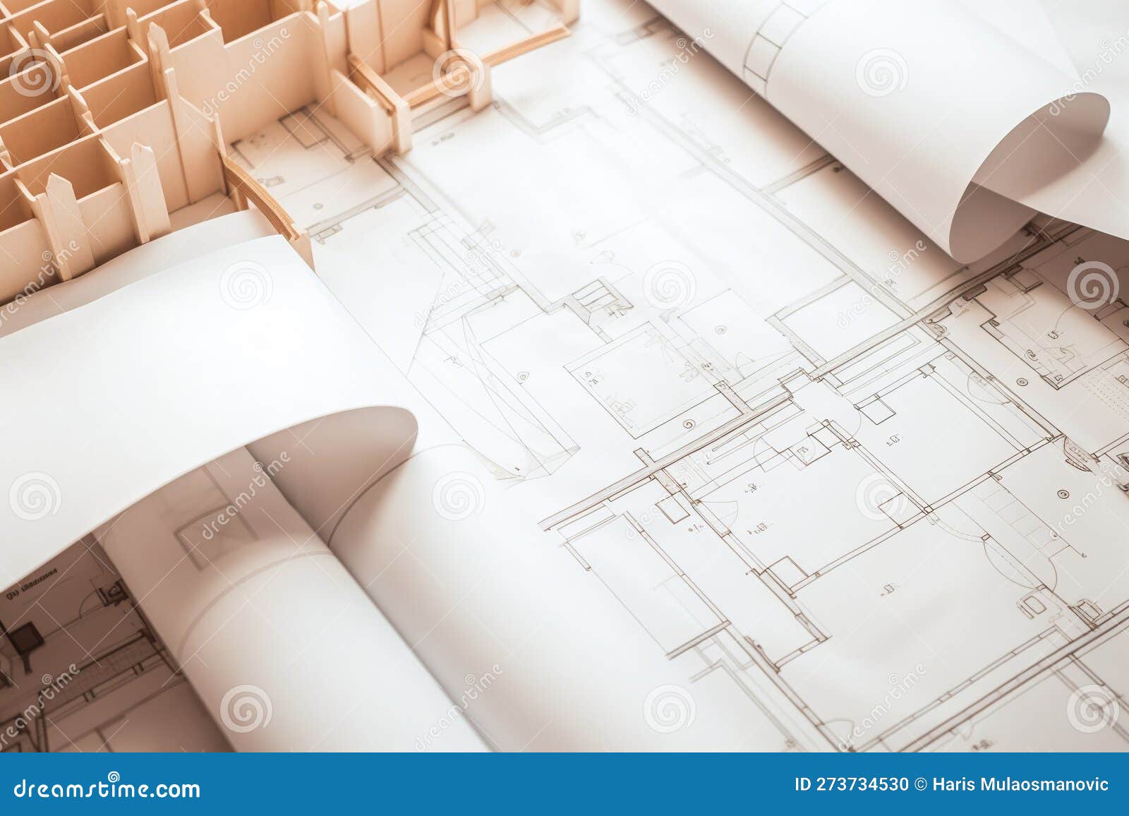 Top View Architecture Plan Blueprint in Modern Office - Ai Generated ...