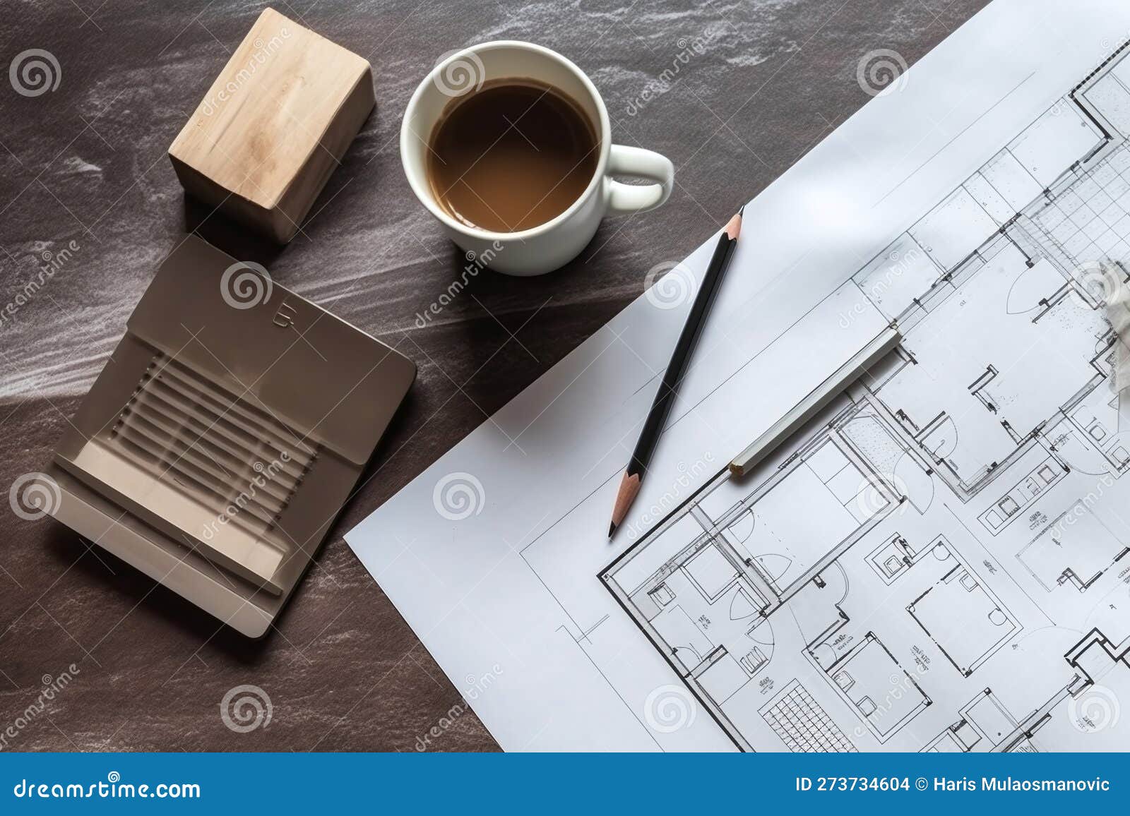 Top View Architecture Plan Blueprint in Modern Office - Ai Generated ...
