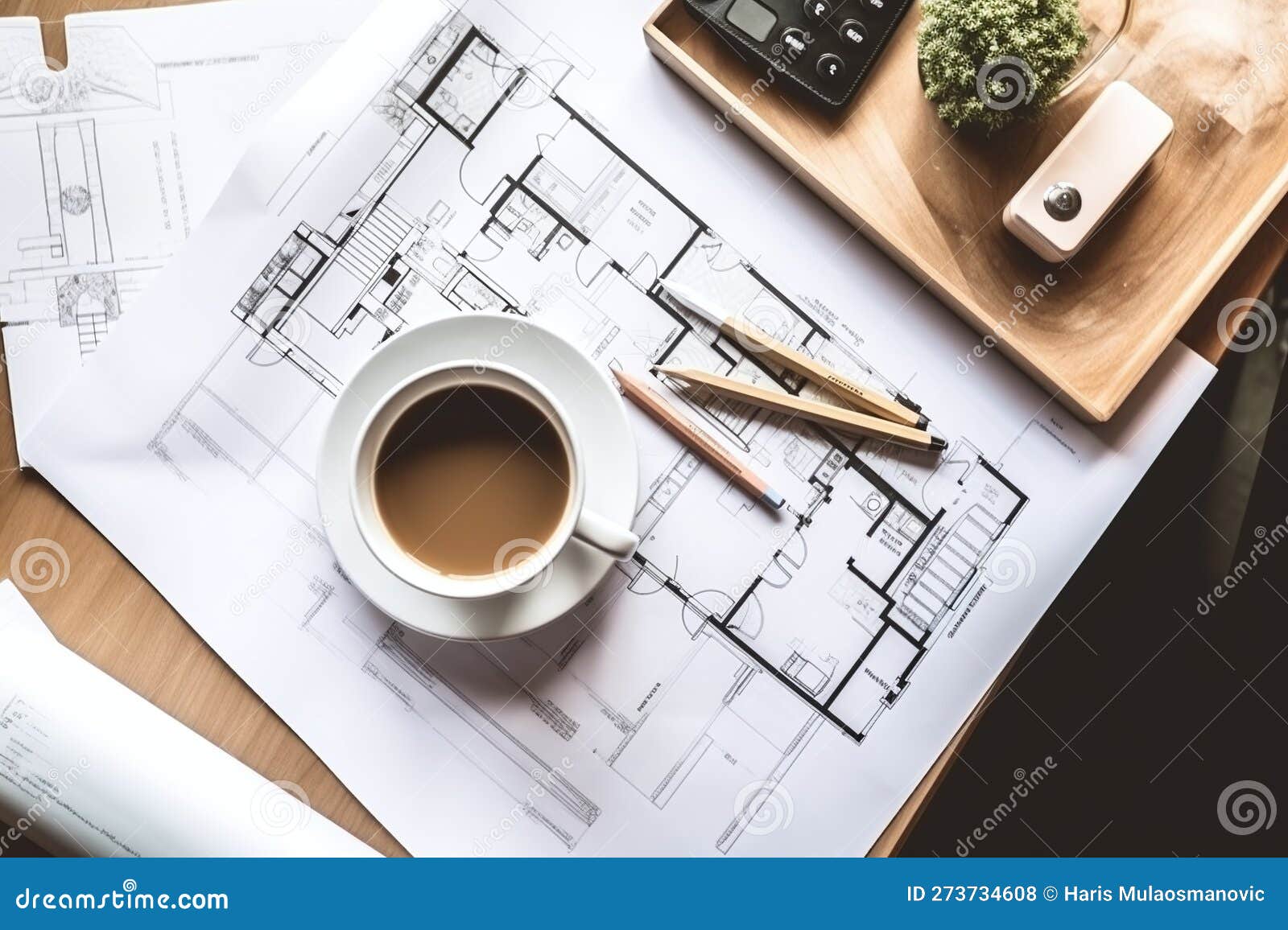 Top View Architecture Plan Blueprint in Modern Office - Ai Generated ...