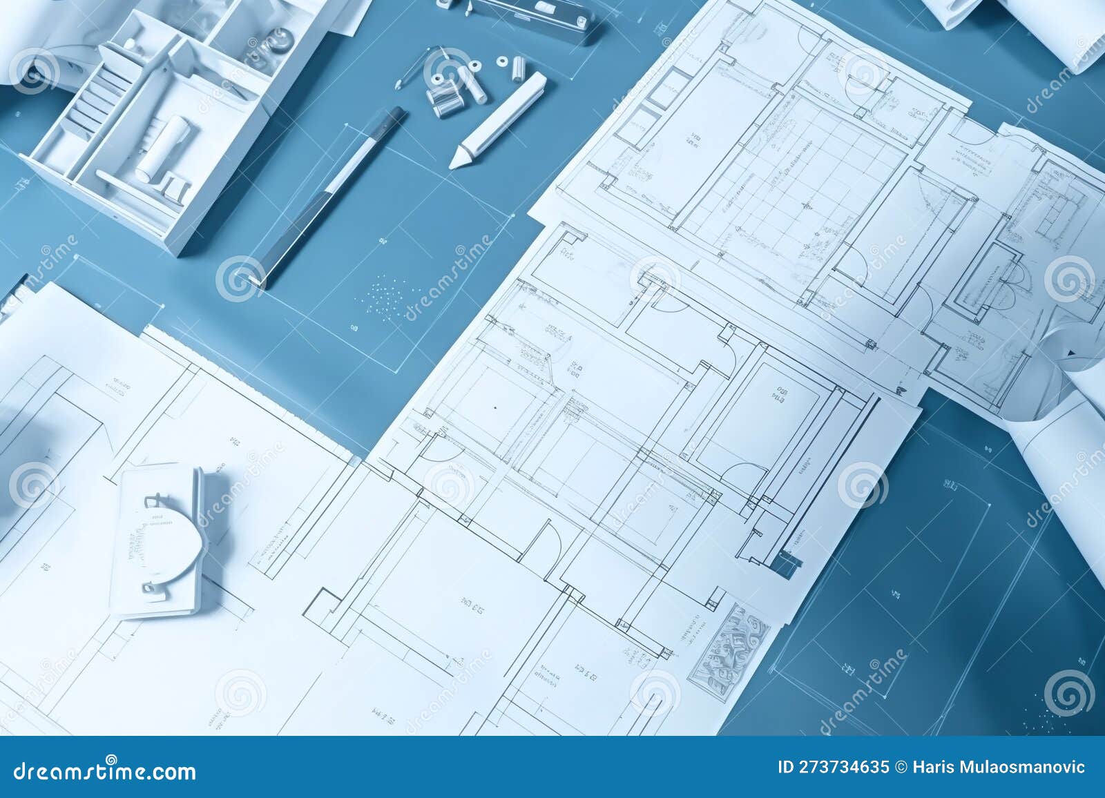Top View Architecture Plan Blueprint in Modern Office - Ai Generated ...