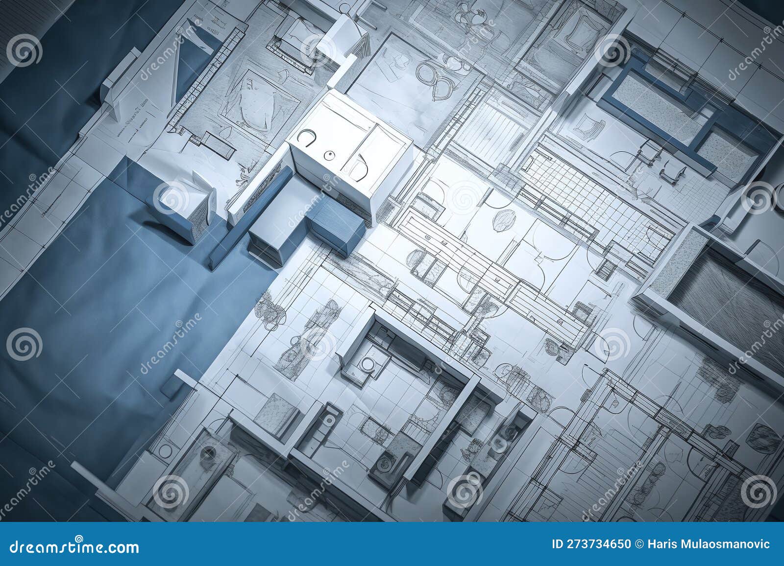 Top View Architecture Plan Blueprint in Modern Office - Ai Generated ...