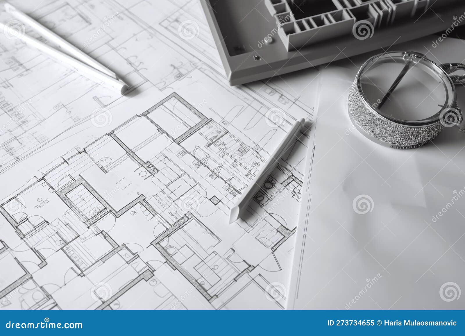 Top View Architecture Plan Blueprint in Modern Office - Ai Generated ...